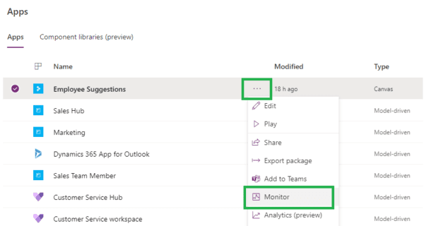 In Power apps, Monitor Canvas App Logs Application And Monitoring Insights